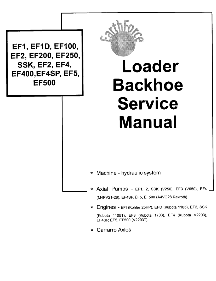 BOBCAT EARTH FORCE EF SERIES BACKHOE LOADER SERVICE REPAIR, OPERATOR M