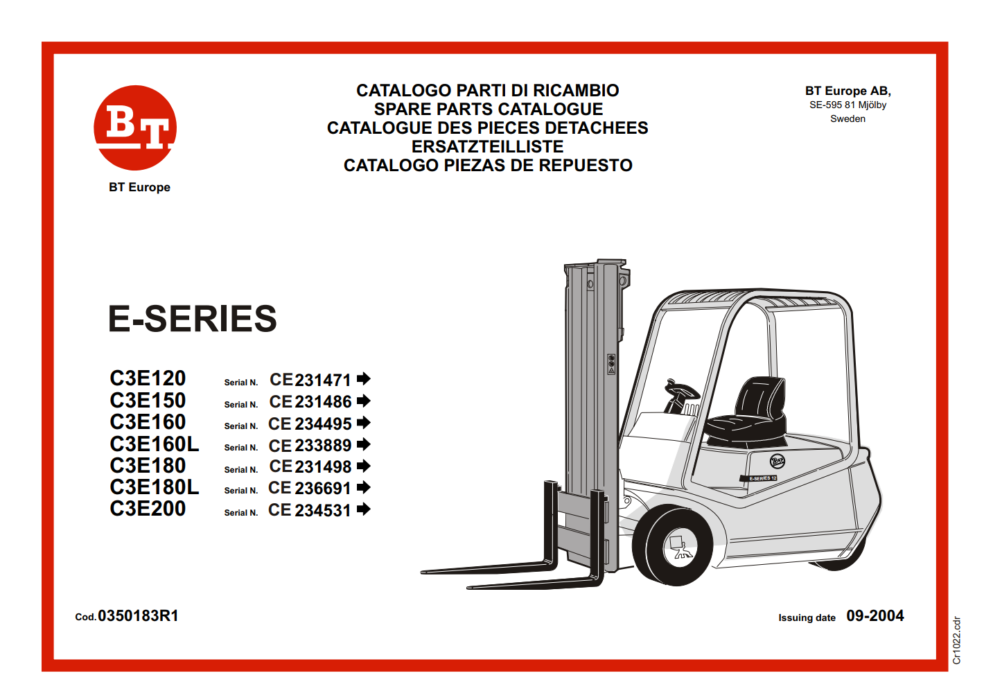 BT PRIME MOVER PARTS CATALOG COLLECTION (MOST MODELS) MANUAL