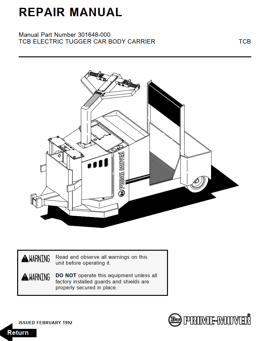 BT PRIME MOVER TCB ELECTRIC TUGGER CAR BODY CARRIER SERVICE, OPERATOR,