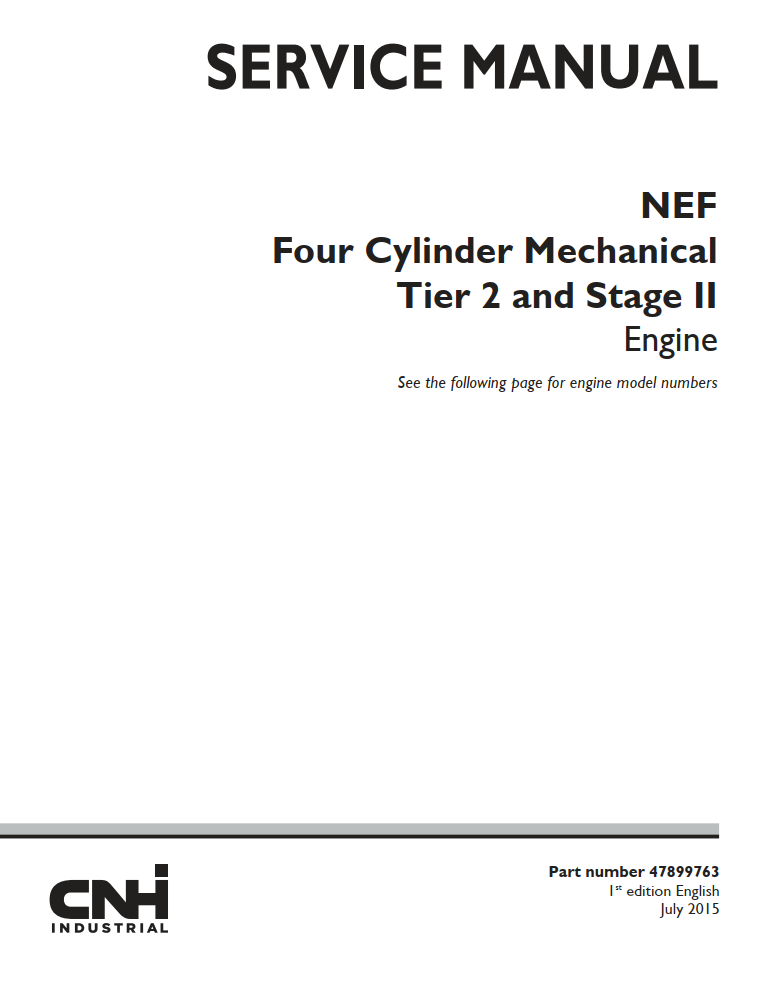 CNH NEF 4-CYLINDER TIER 2 AND STAGE II DIESEL ENGINE WORKSHOP SERVICE