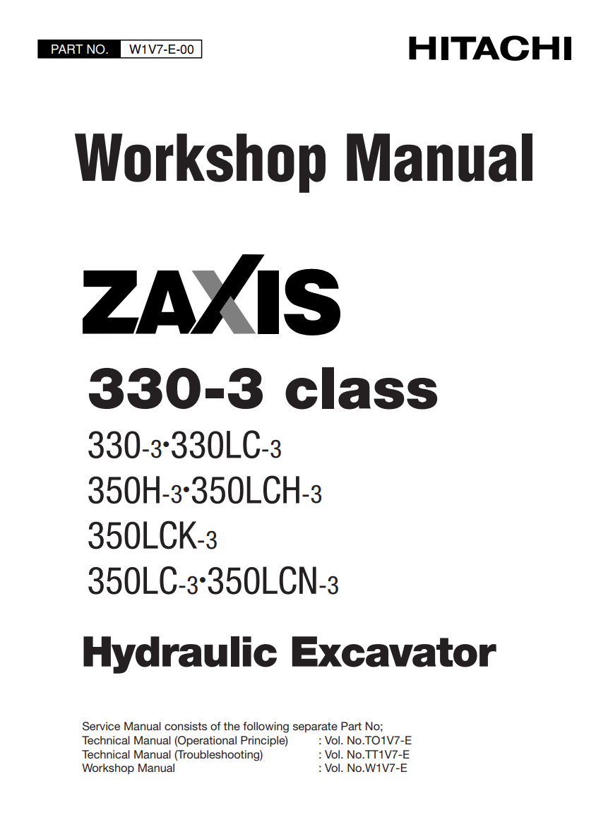 HITACHI ZAXIS 330-3 CLASS EXCAVATOR WORKSHOP, TECHNICAL, DIAGRAMS MANU