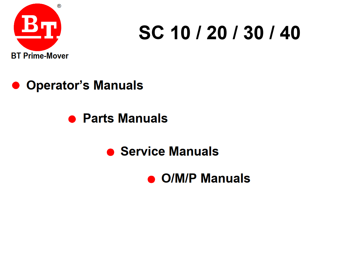 BT PRIME MOVER SC10 SC20 SC30 SC40 WALKIE STACKER SERVICE, PARTS, OPER
