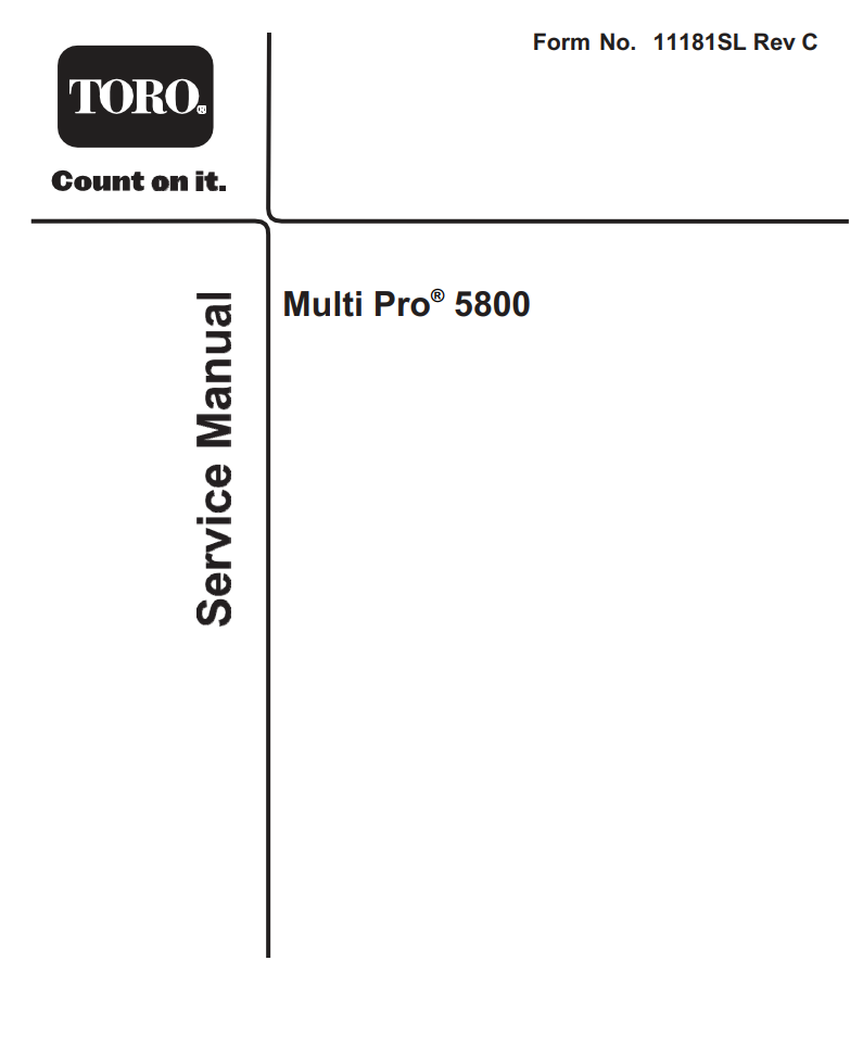 TORO MULTIPRO 5800 TURF SPRAYER WORKSHOP SERVICE REPAIR, OPERATOR'S MA