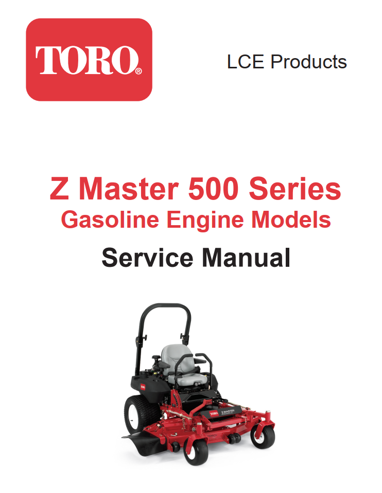 TORO Z MASTER Z500 500 SERIES WORKSHOP SERVICE REPAIR, OPERATOR, PARTS